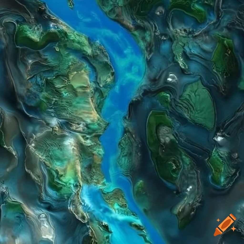 Map detail showing extensive network of rivers on Craiyon