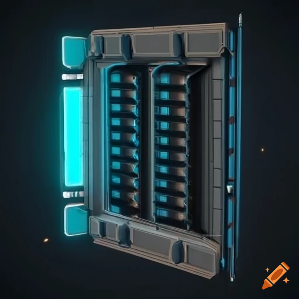 Detailed sci-fi flat panel with air vents for creating 3d modeling ...