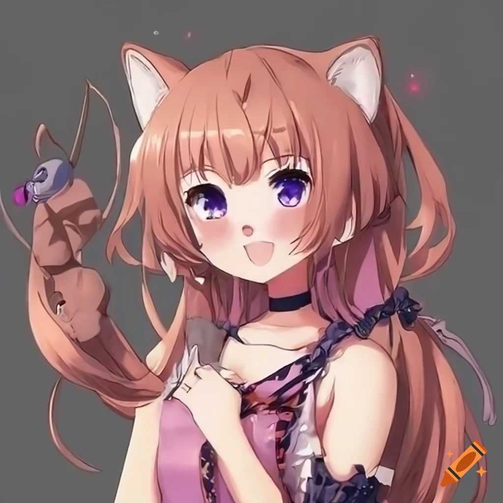 Anime cat waifu on Craiyon