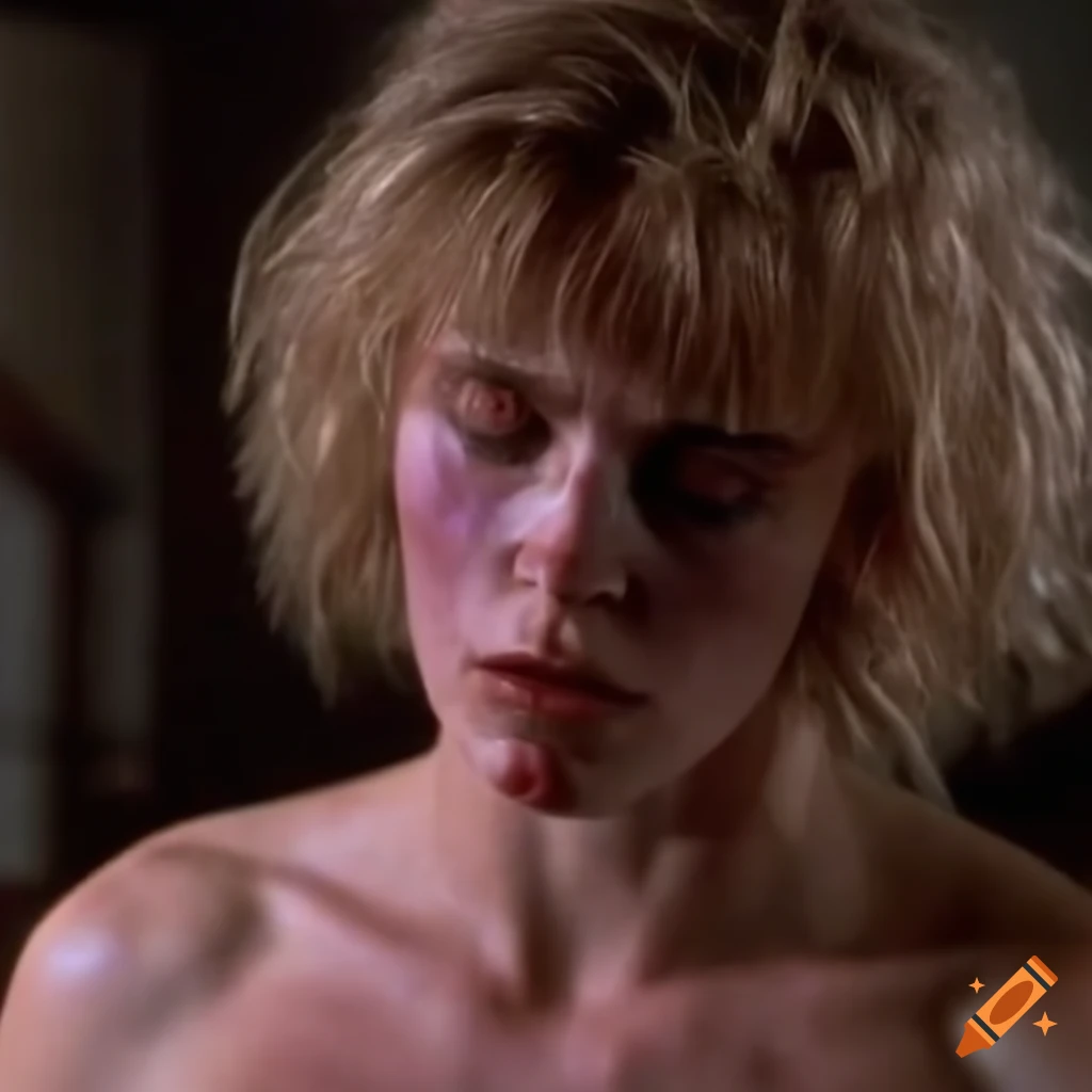 Bruised Mackenzie Davis martial arts fighter in 80s movie scene on Craiyon