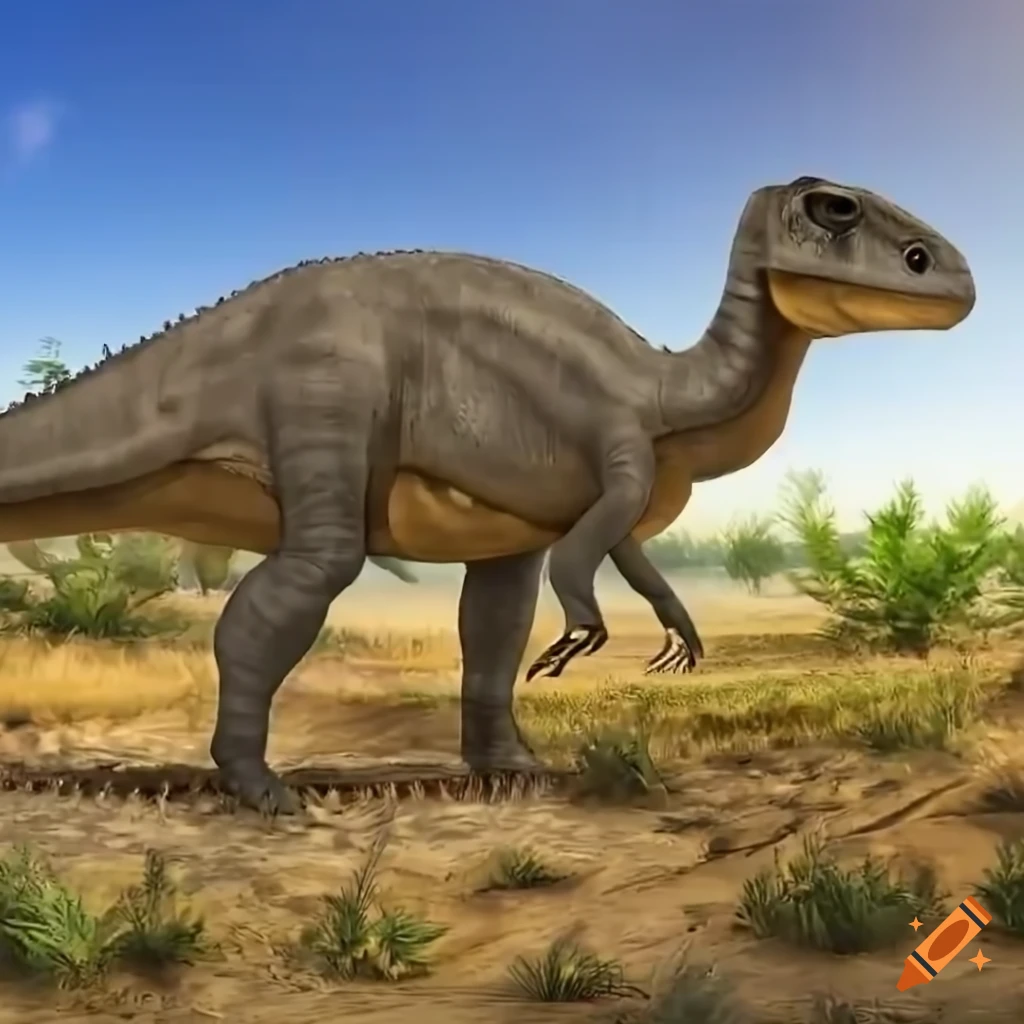 Hefty hadrosaurus dinosaur with monitor lizard color pattern and ...