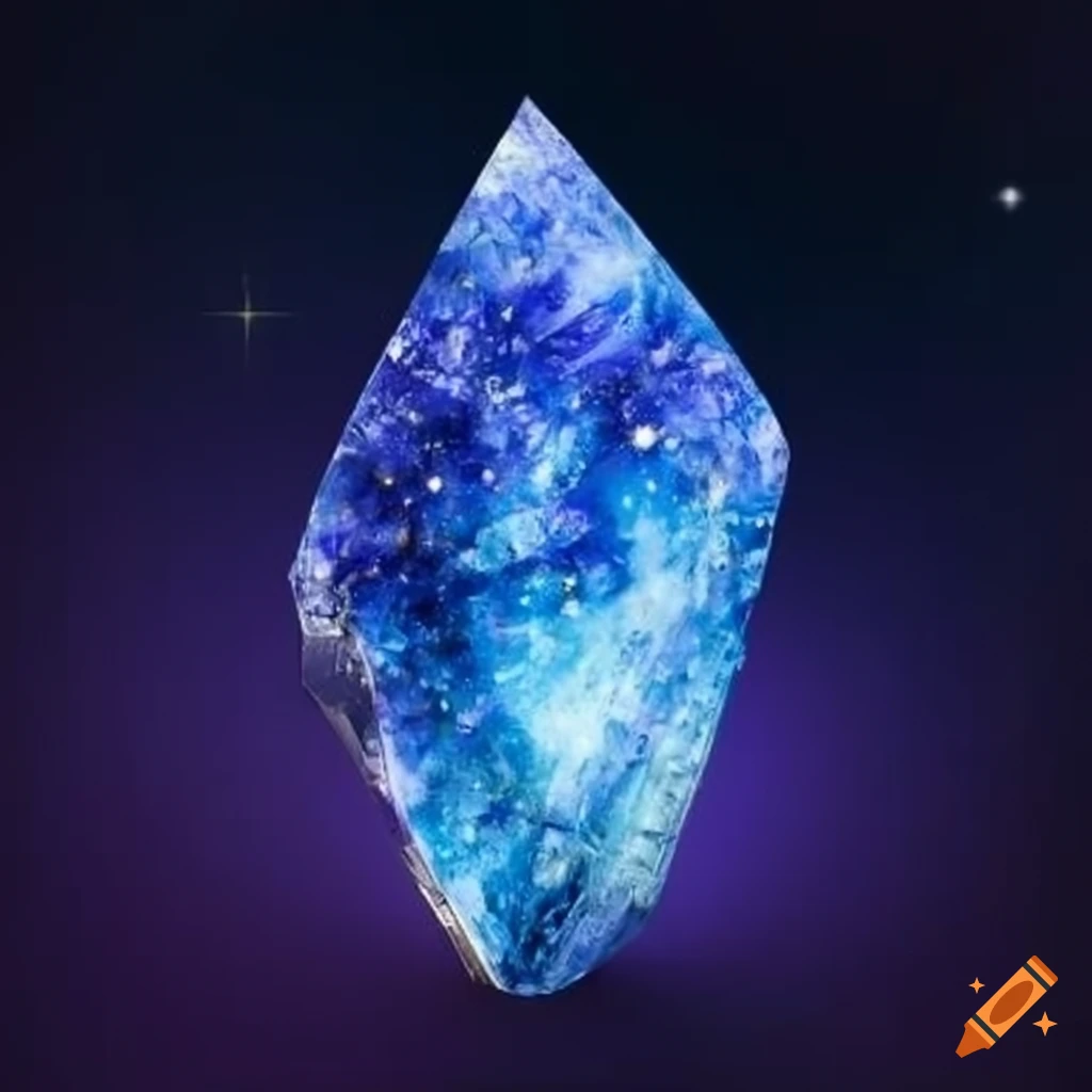 Celestial-themed gemstone shard with blue and starry hues on Craiyon