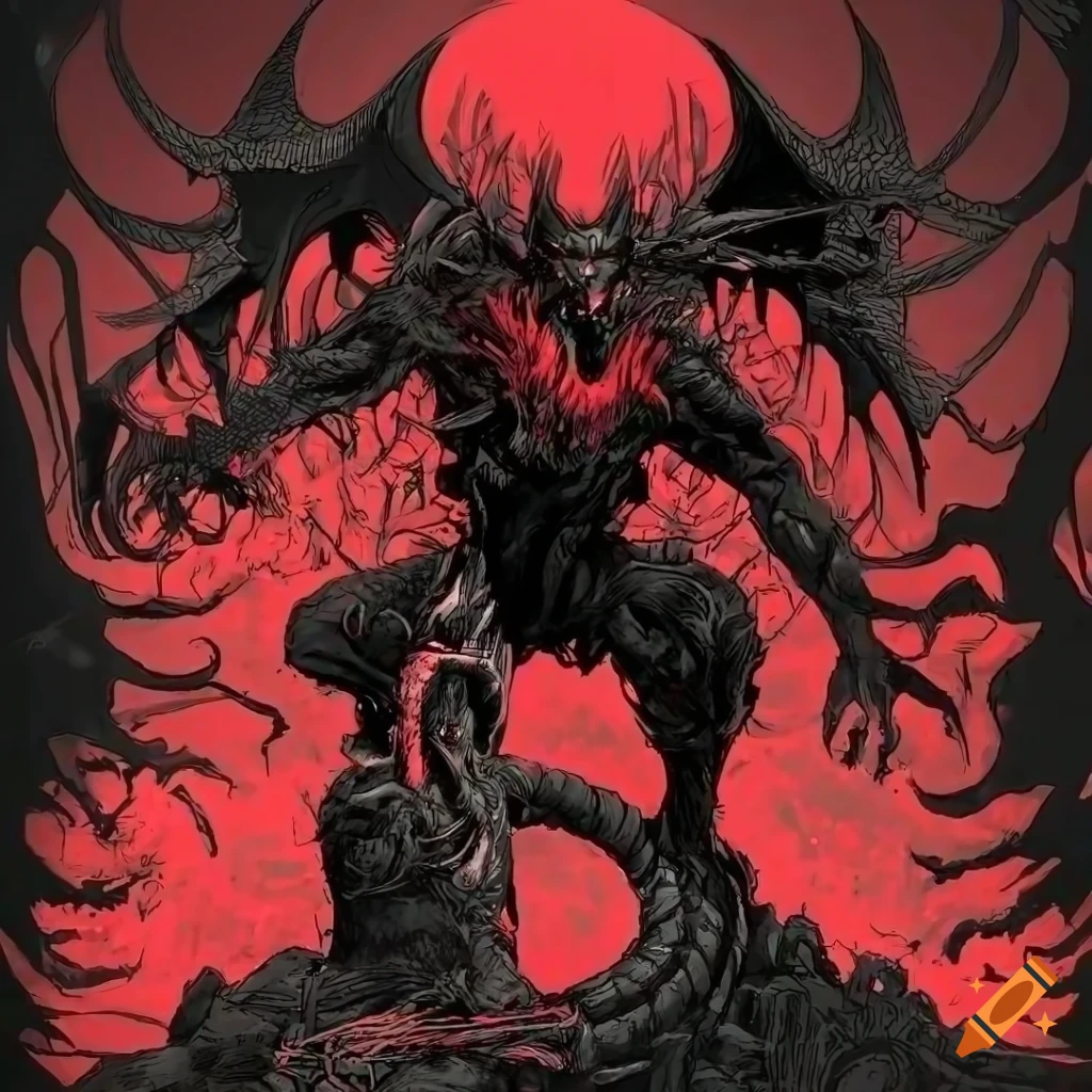 Demonic black dragon kalameet in a vibrant art composition on Craiyon