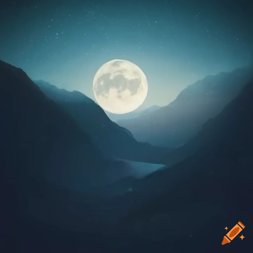 Starry sky with moon over valley of the shadow of death on Craiyon