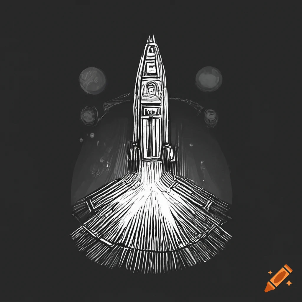 Spaceship on black background on Craiyon