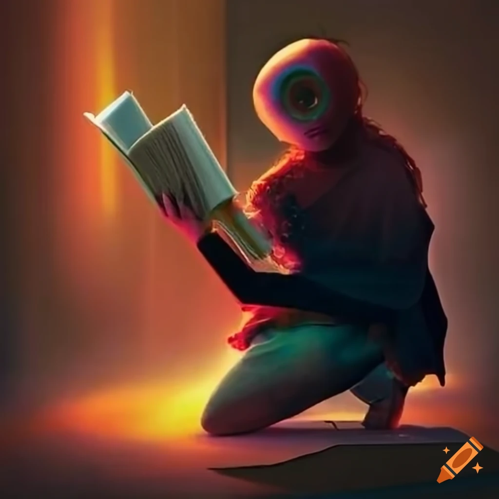 Person with a magical creativity book being watched by an unseen entity ...