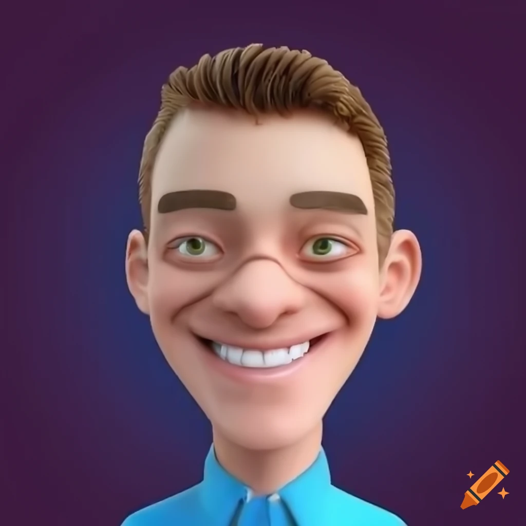 Smiling american man in 3d cartoon on Craiyon