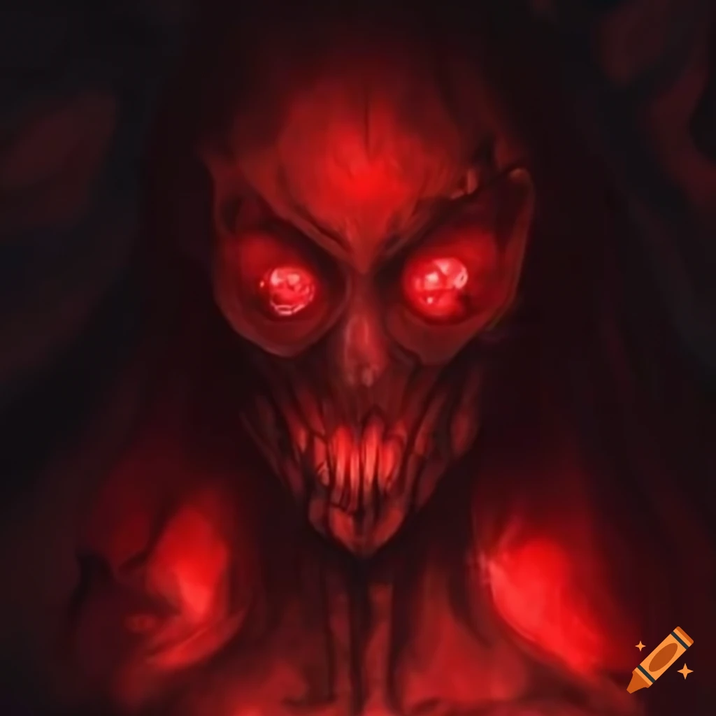 Dark entity with bright red eyes on Craiyon