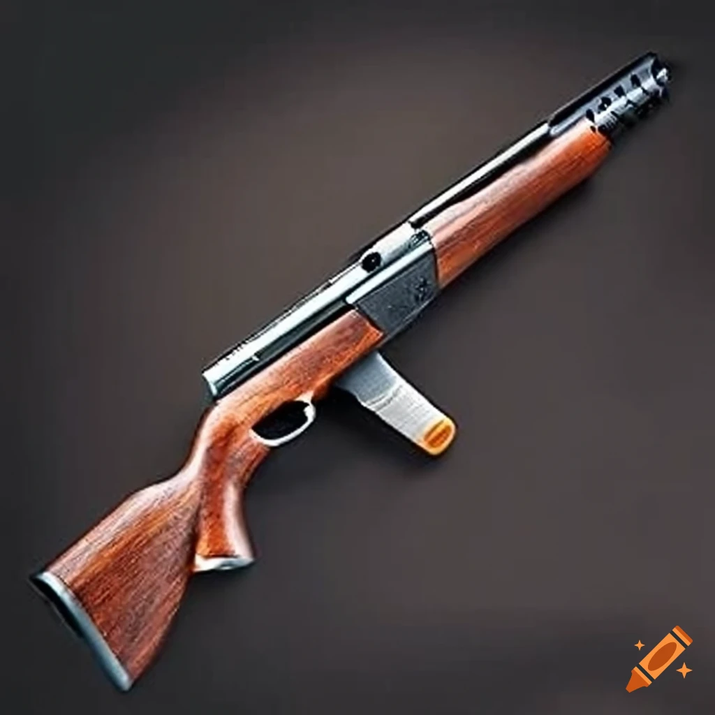 Realistic toy air rifle with wood finish and internal magazine on Craiyon