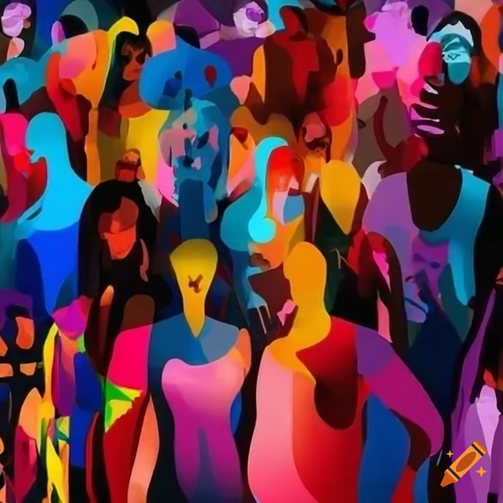 Colorful and vibrant gathering of people in a Latin American urban ...