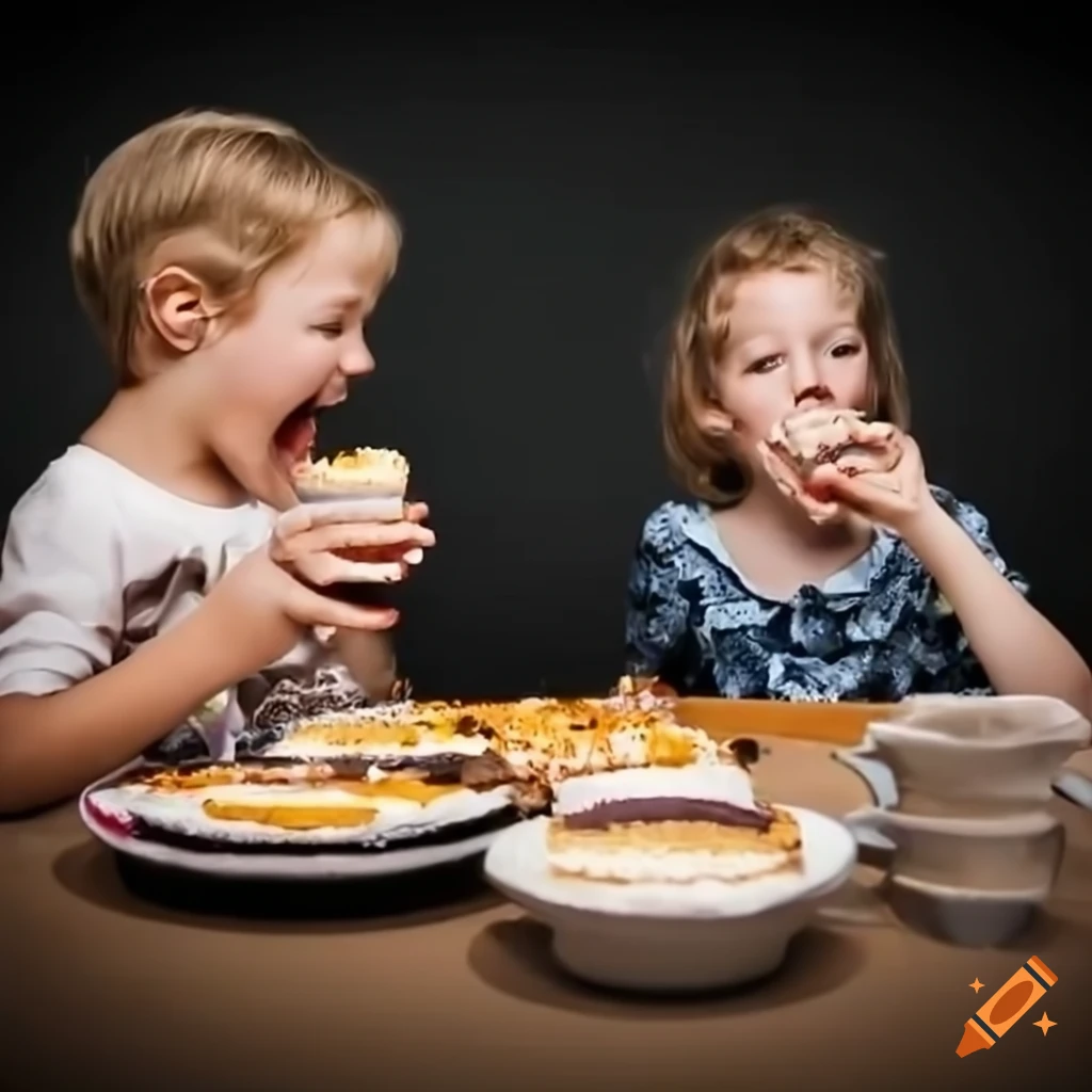 Children enjoying cake on Craiyon
