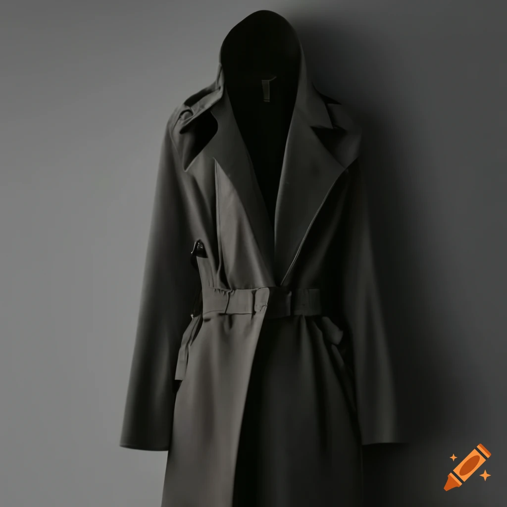 Cityscape trench coat in a modern urban setting on Craiyon