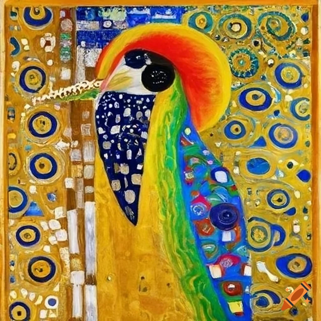 Rainbow-colored bird by gustav klimt on Craiyon