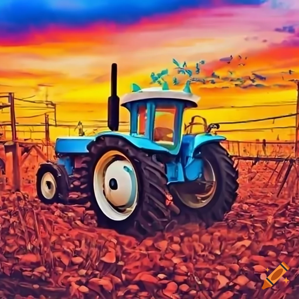Colorful tractor on a farm on Craiyon