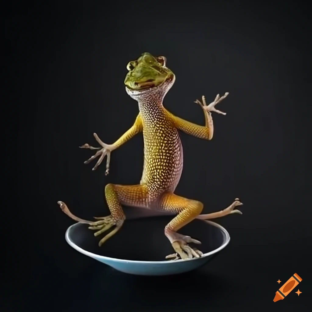 Cute lizard dancing on a plate on Craiyon