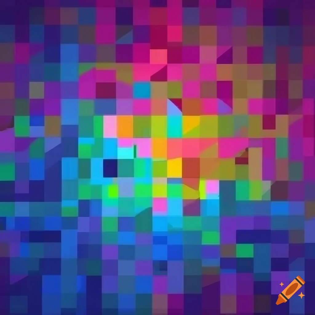 High resolution neon multi colored pixelated design on Craiyon