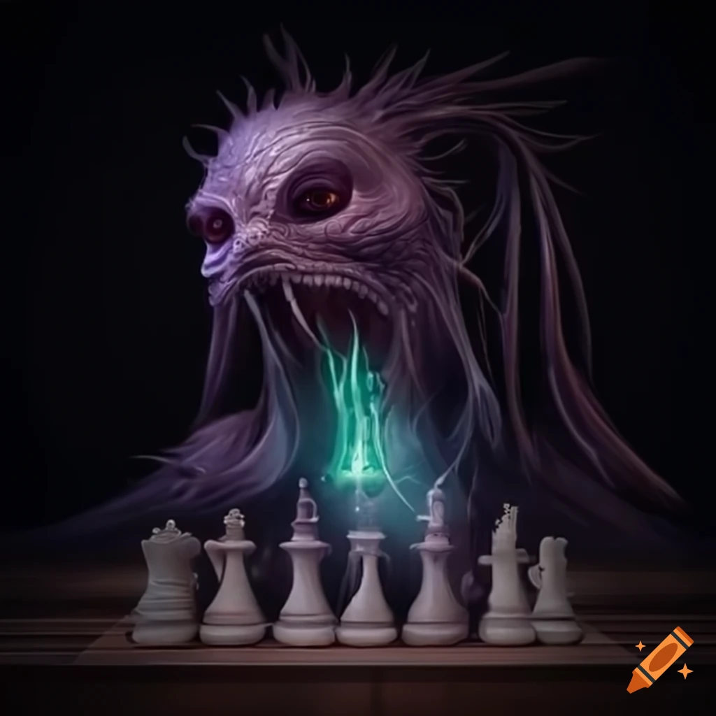 Mystical creature playing chess on Craiyon