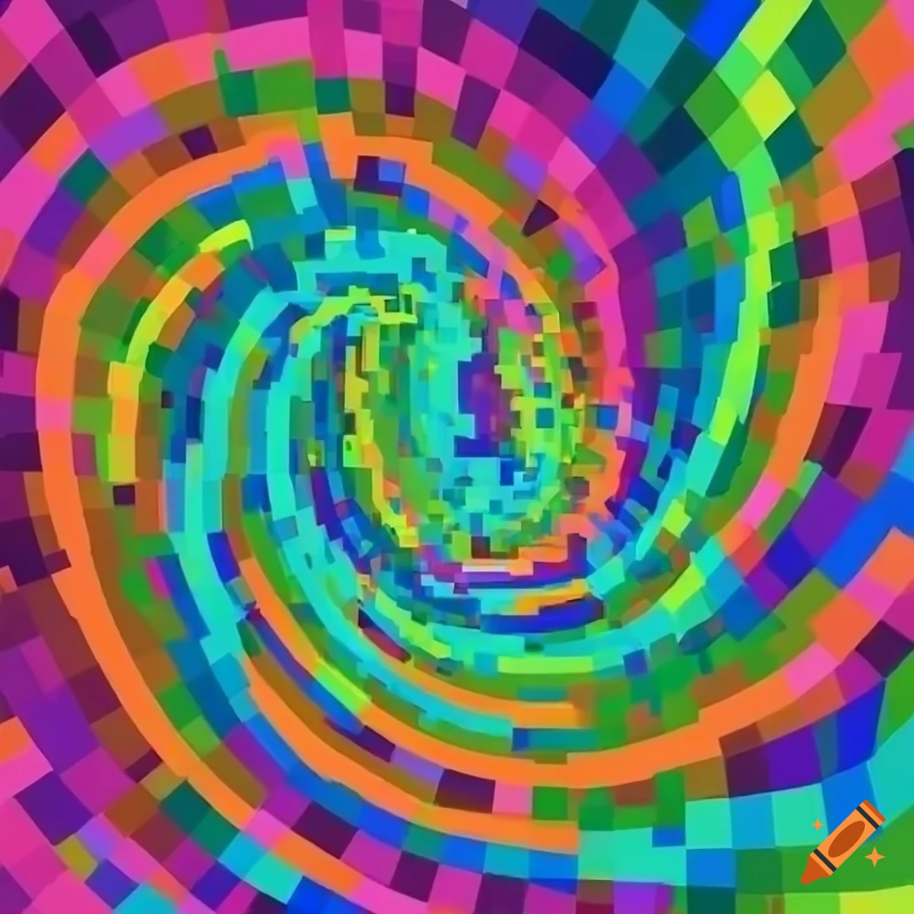 High resolution neon multi colored pixelated design on Craiyon