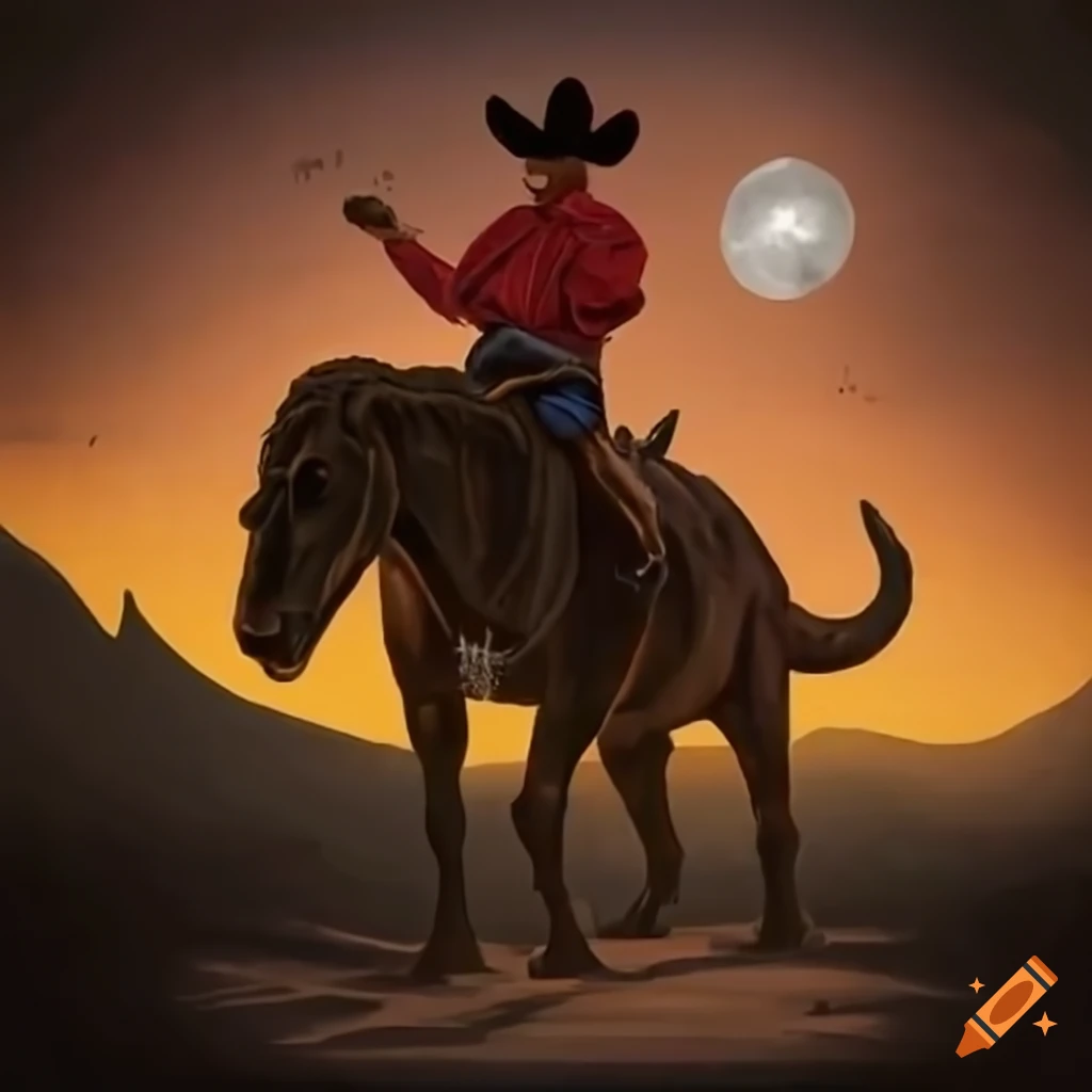 Cowboy riding a t-rex on Craiyon