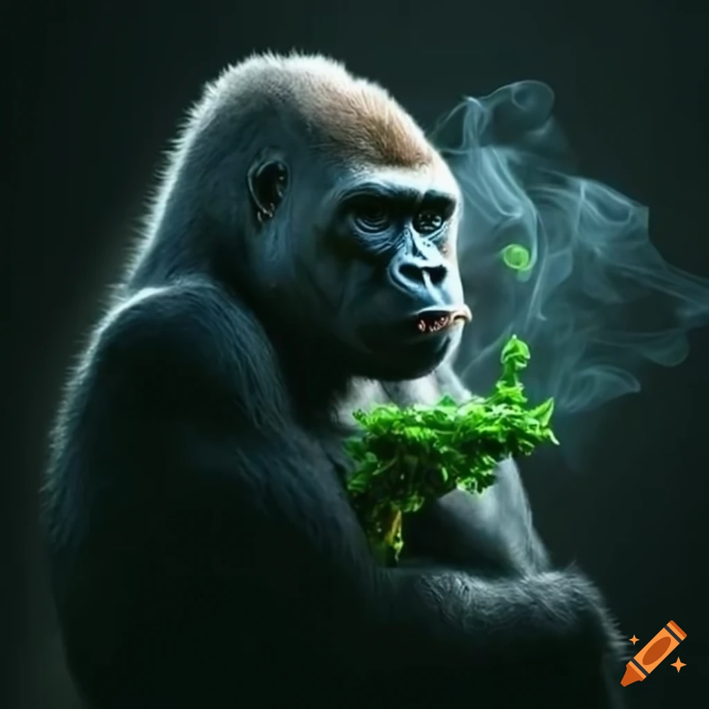 Gorilla smoking weed on Craiyon