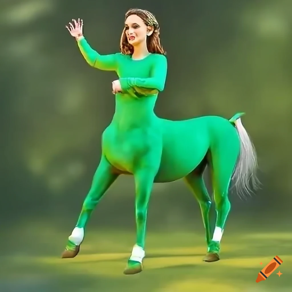 Natalie Portman as a green Centaur in a park on Craiyon
