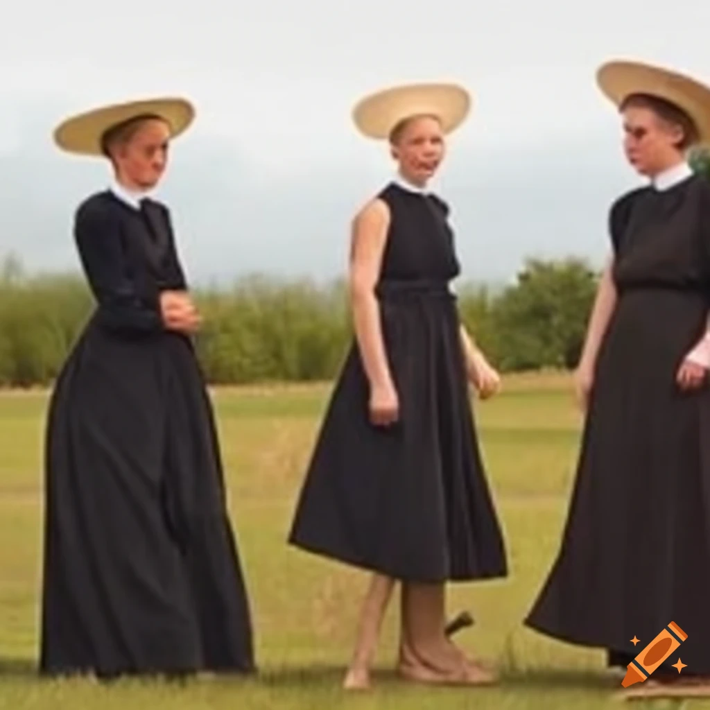 Amish people in traditional clothing on Craiyon