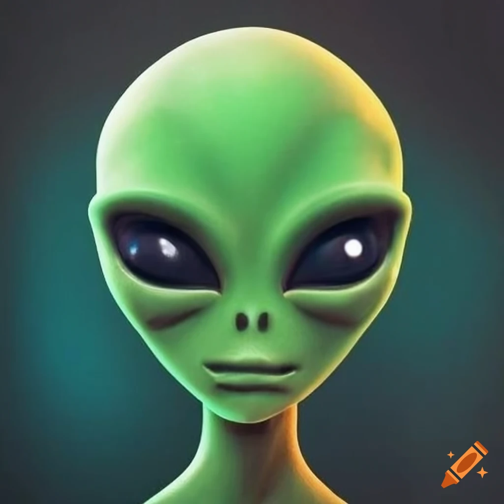 Smiley alien head illustration on Craiyon