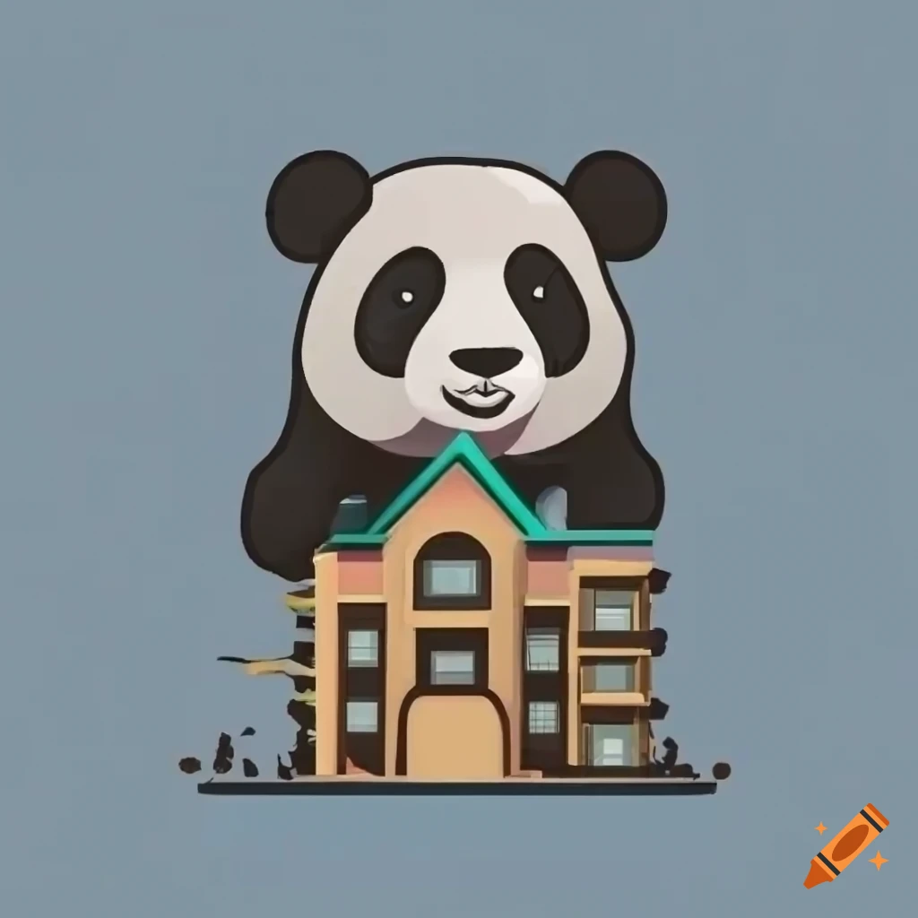 Panda and house building logo on Craiyon