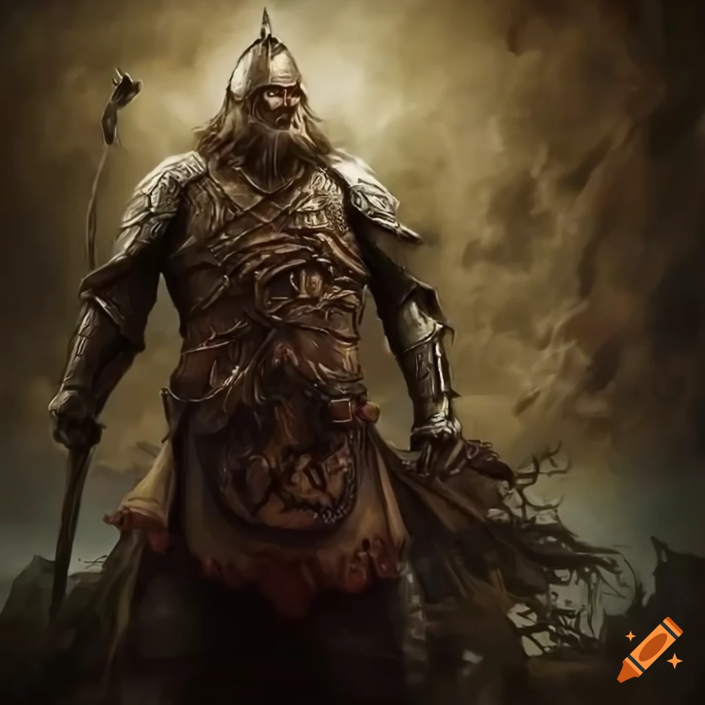 Ancient battle scarred warrior from days of old in high resolution on ...