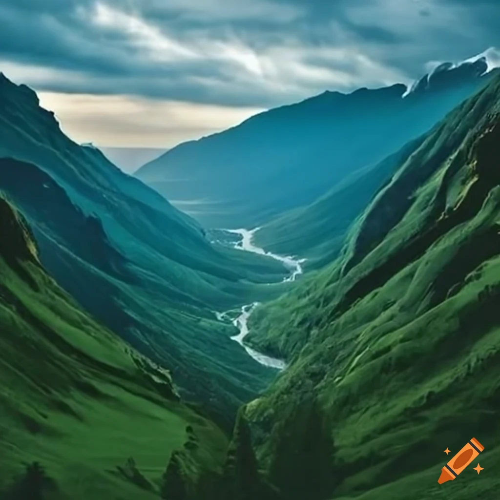 Valley landscape on Craiyon