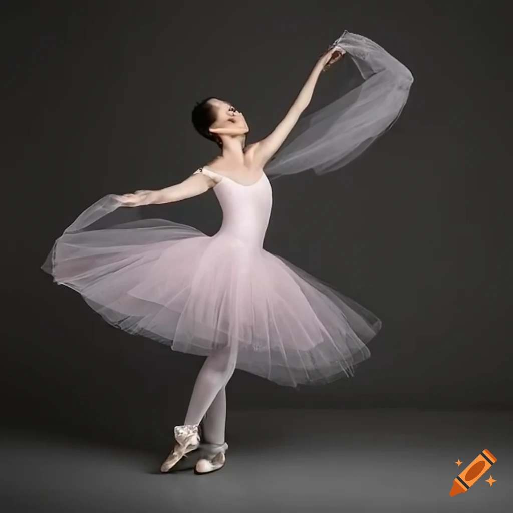 Ballerina twirling a silky fabric in a tutu on Craiyon