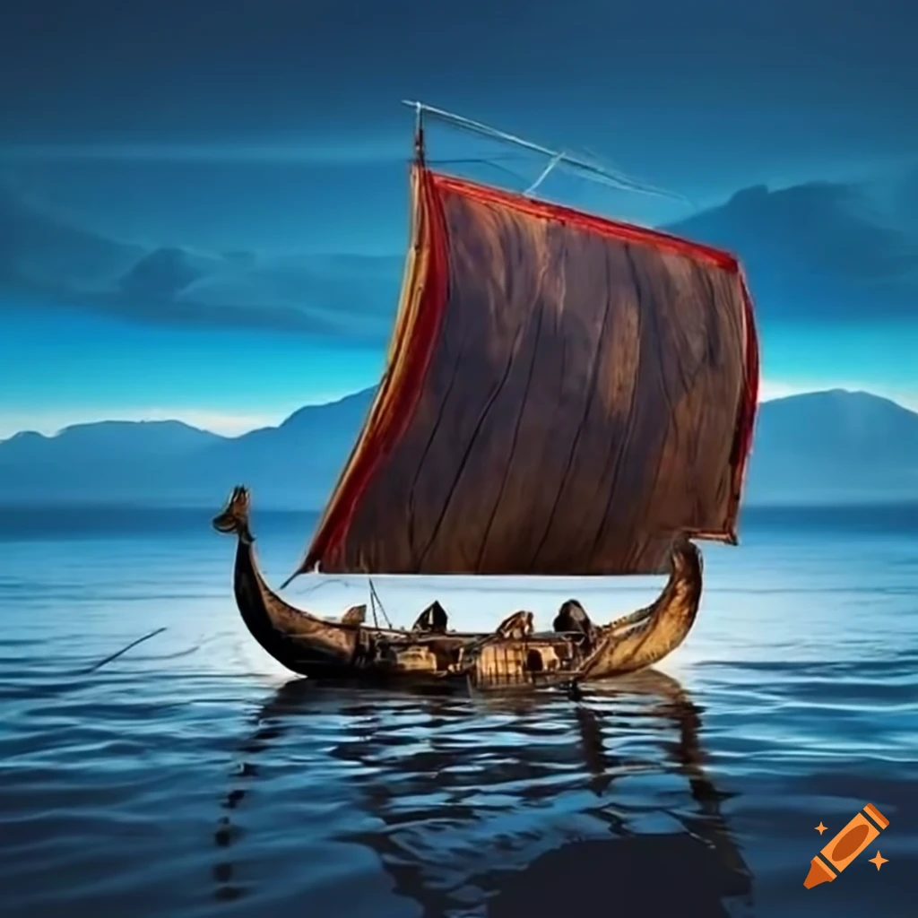 Ancient viking boat sailing the sea on Craiyon