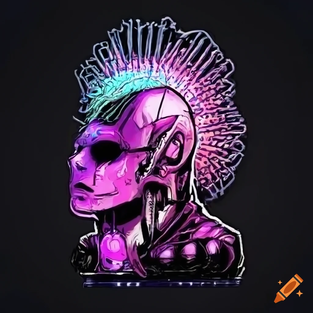 Cyberpunk frankenstein sticker on Craiyon