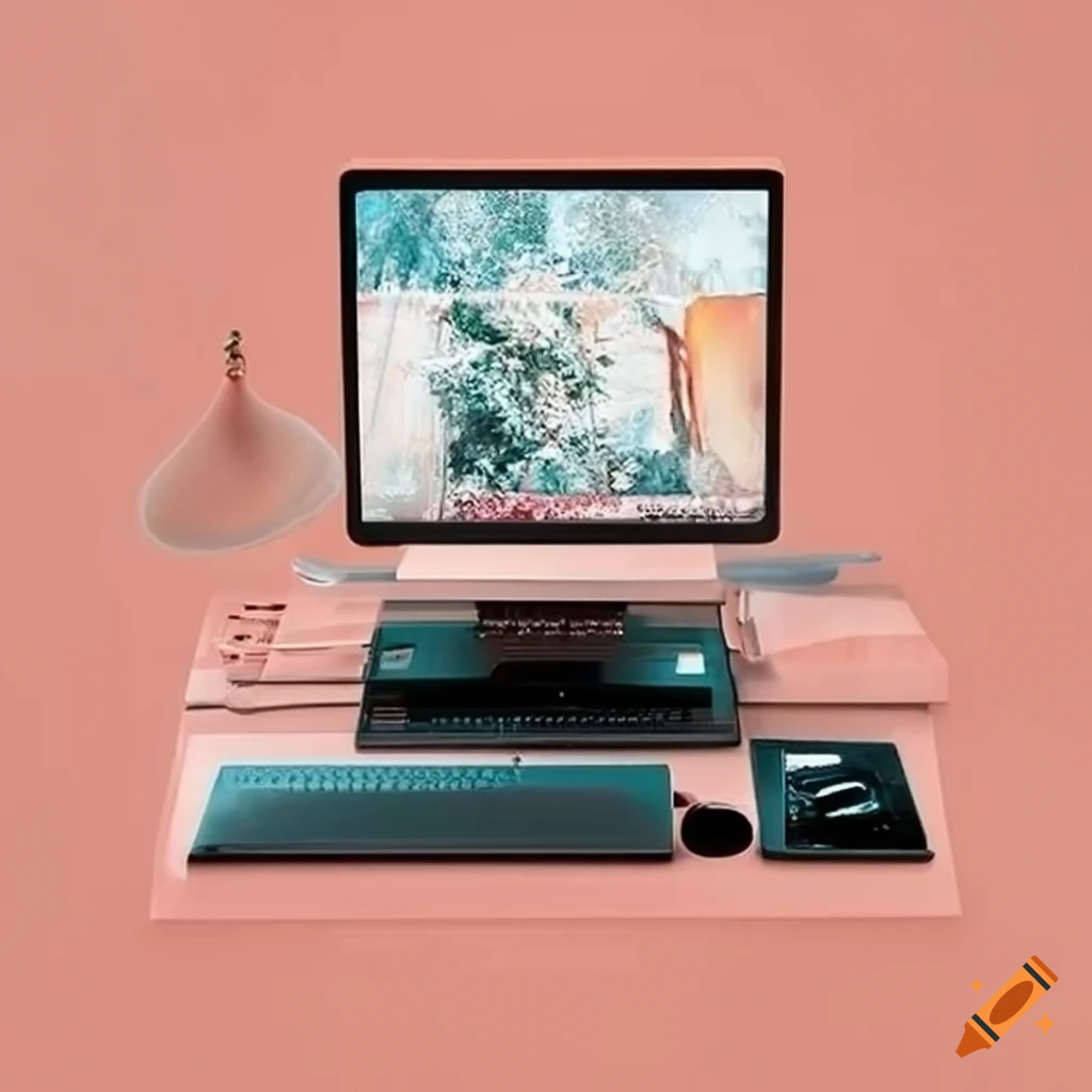 Neatly organized desk with essential items on Craiyon