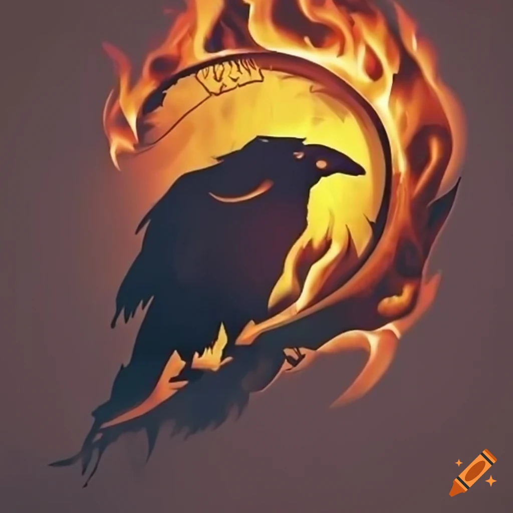 Burning raven logo on Craiyon
