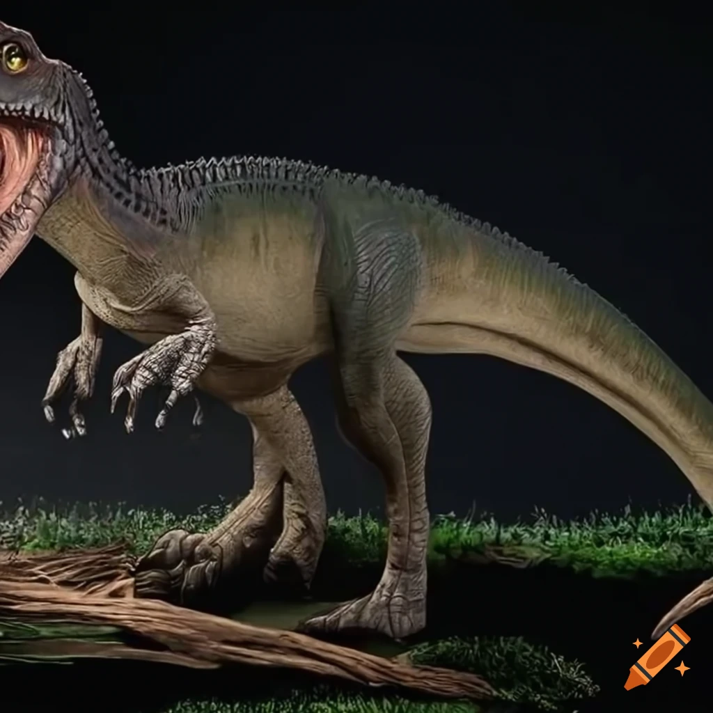 Detailed artwork of two baryonyx dinosaurs in a marshland on Craiyon