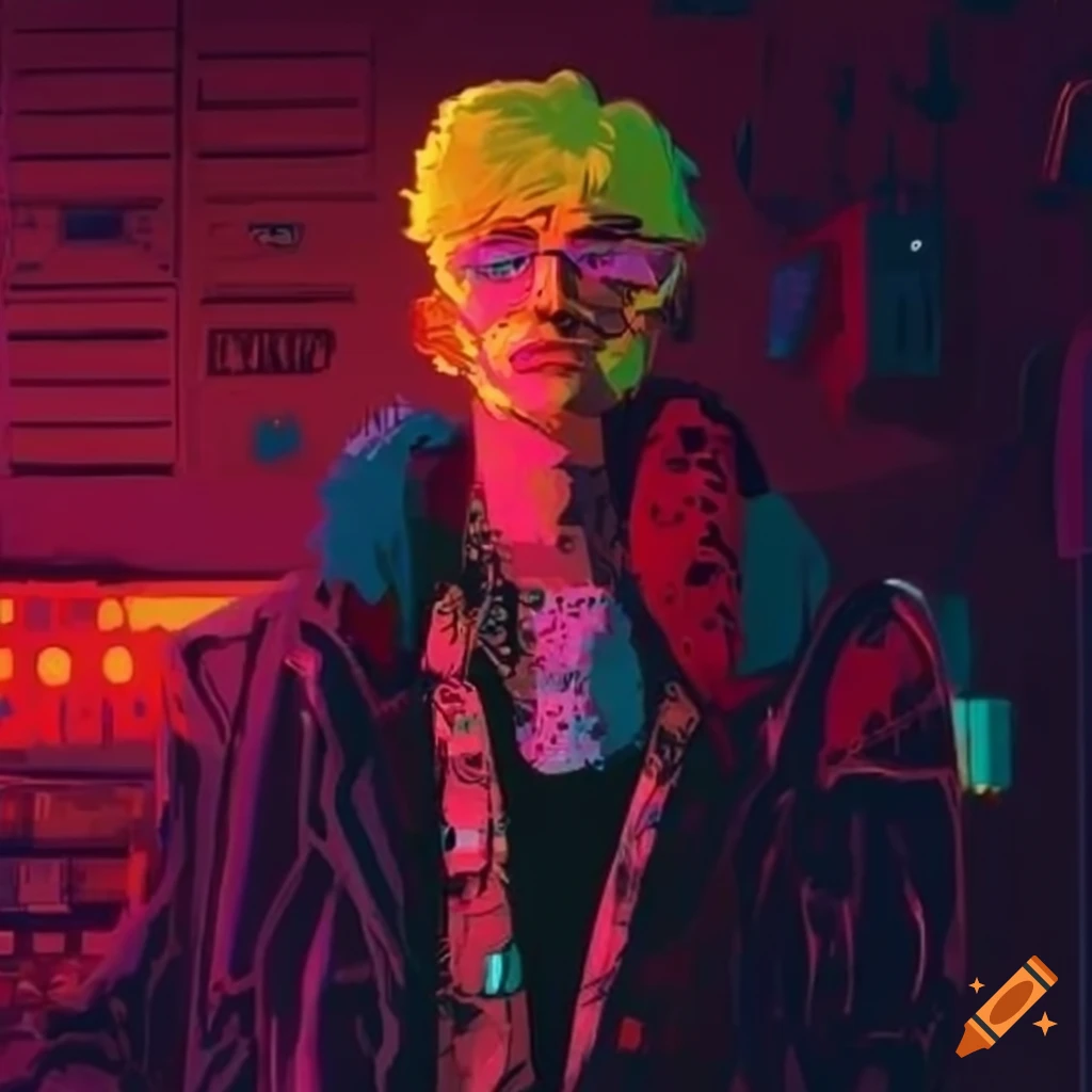 Stylish retro cyberpunk solarpunk preppy bright guy on Craiyon