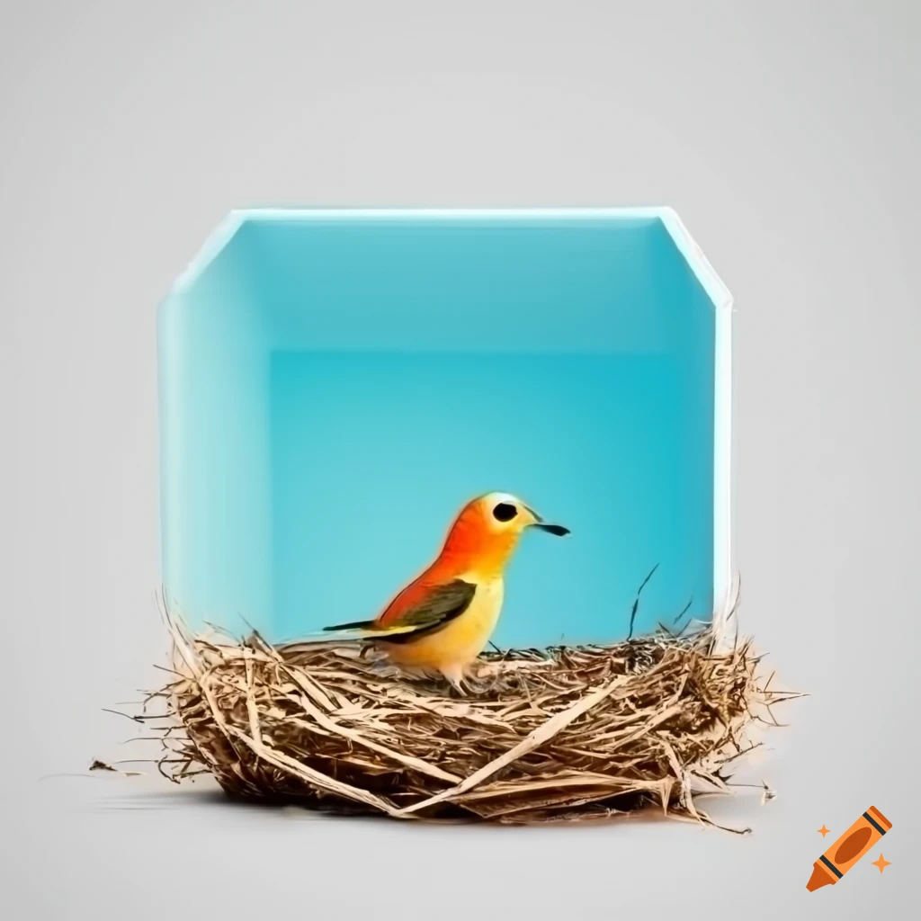 Rectangular bird nest on white background on Craiyon