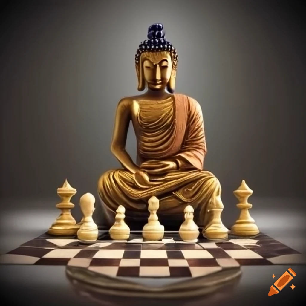 Buddha playing chess on Craiyon