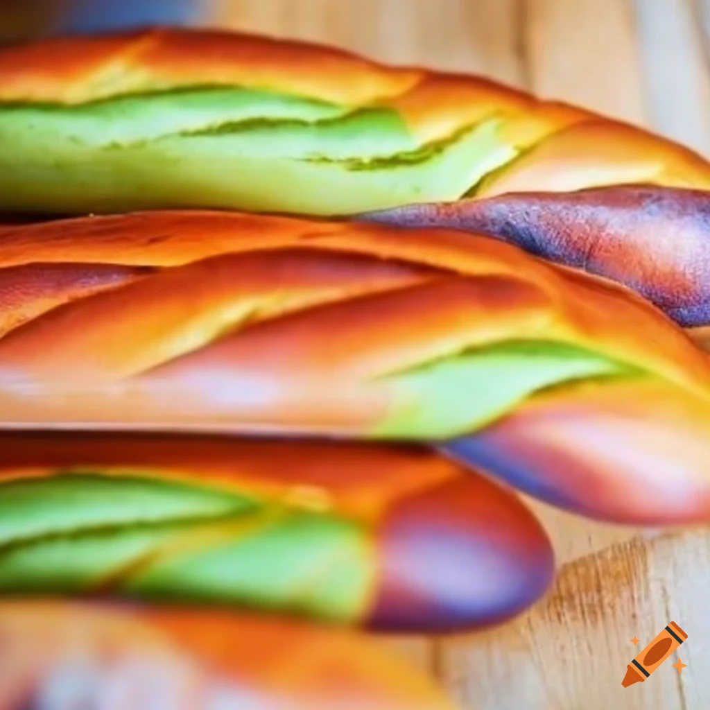 Colorful rainbow baguette on Craiyon