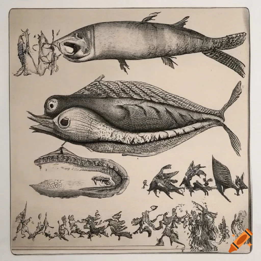 Ancient fish in the sea on Craiyon