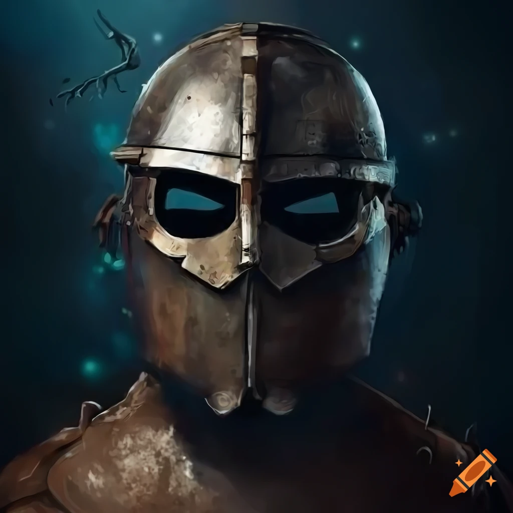 Detailed 4k fantasy sci-fi portrait of an iron mask on Craiyon
