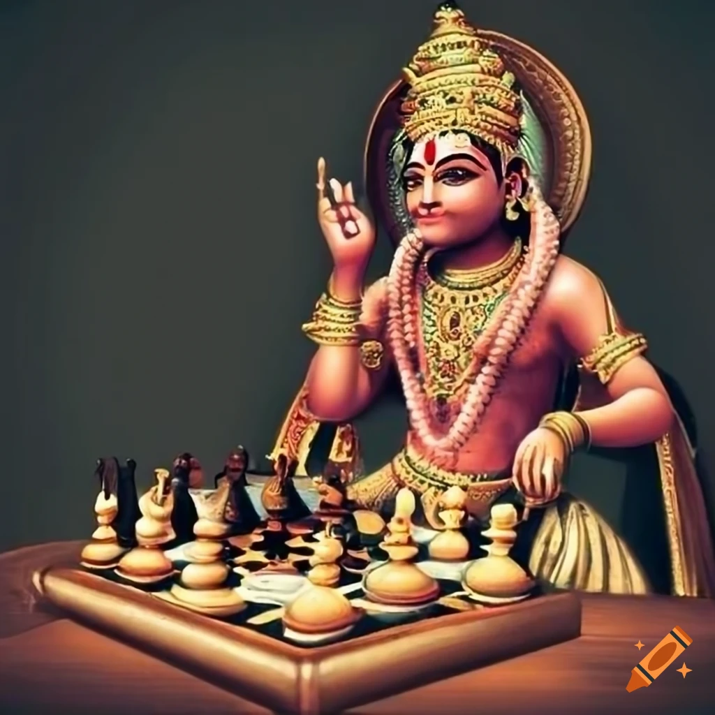 Indian god playing chess on Craiyon