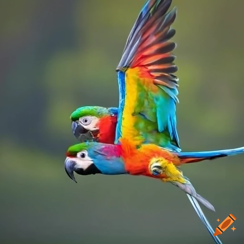 Colorful flying parrot on Craiyon