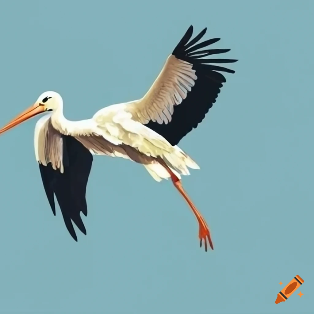 Stork flying drawing on Craiyon