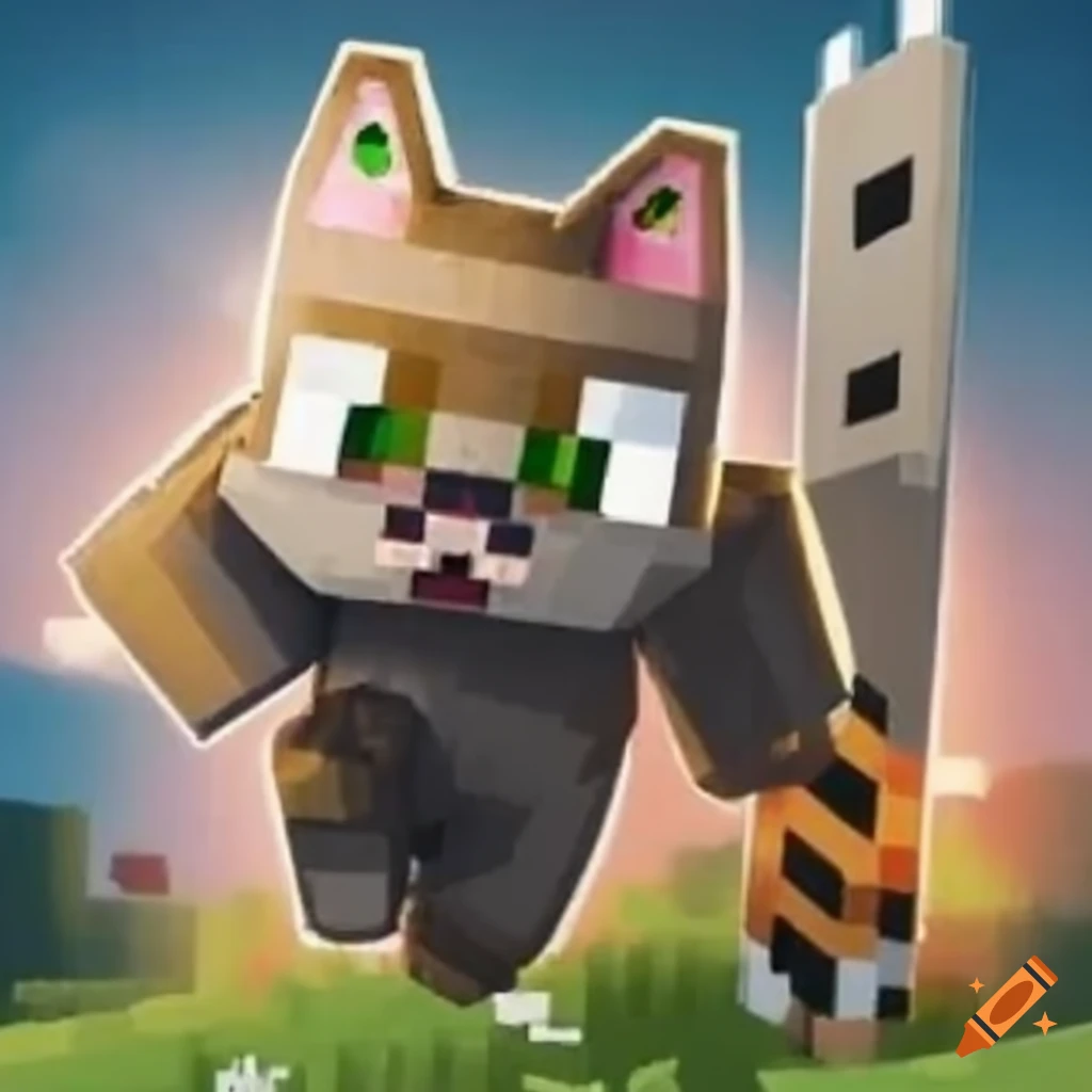 Minecraft-style cat on Craiyon