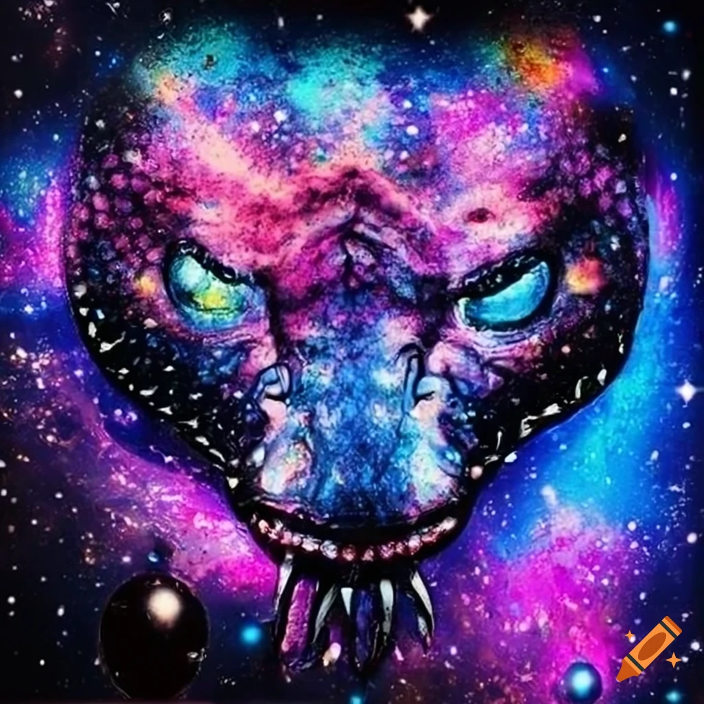 Cosmic snake face in a galaxy on Craiyon