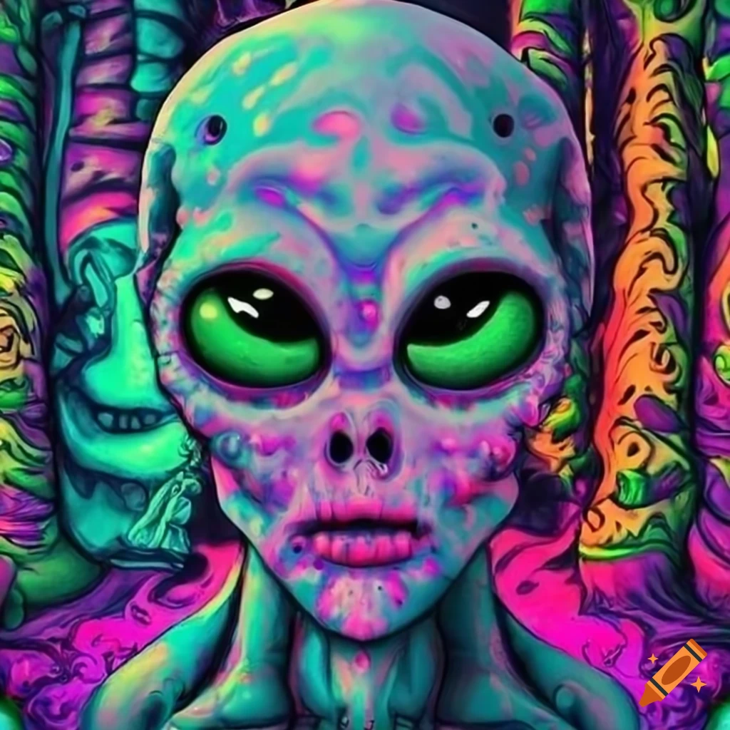 Psychedelic alien face on Craiyon