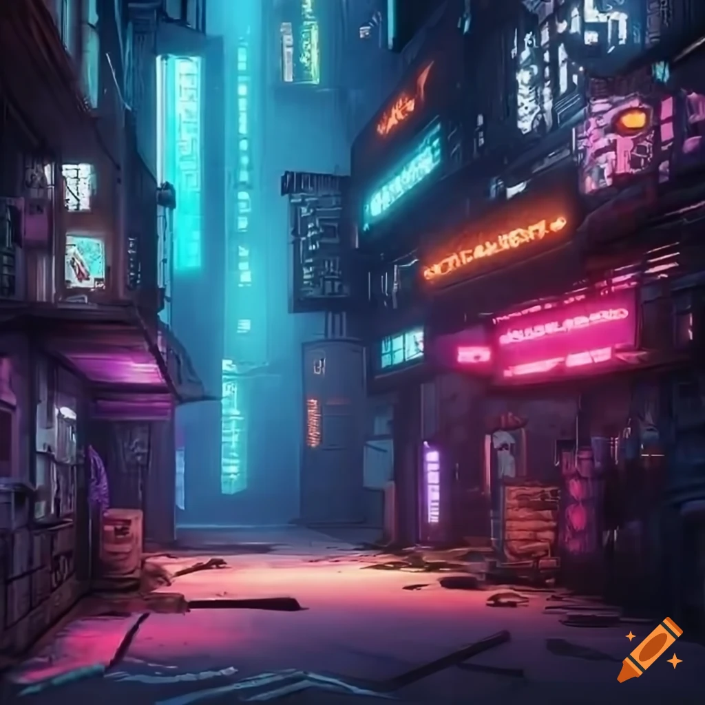 Sci-fi cyberpunk alleyway market in 8k ultra detail on Craiyon