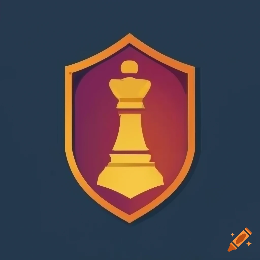 Vector logo of knight chess piece on a shield on Craiyon